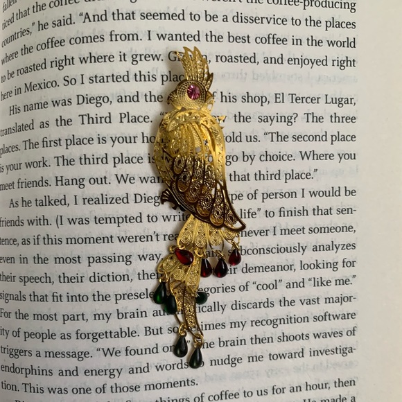 Vintage | Jewelry | Vintage Gold Bird Peacock Jeweled Gem Brooch Pin ...